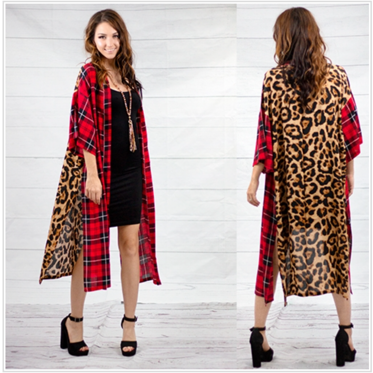 Buffalo Plaid/ Leopard Print Duster – Roses on the Vine